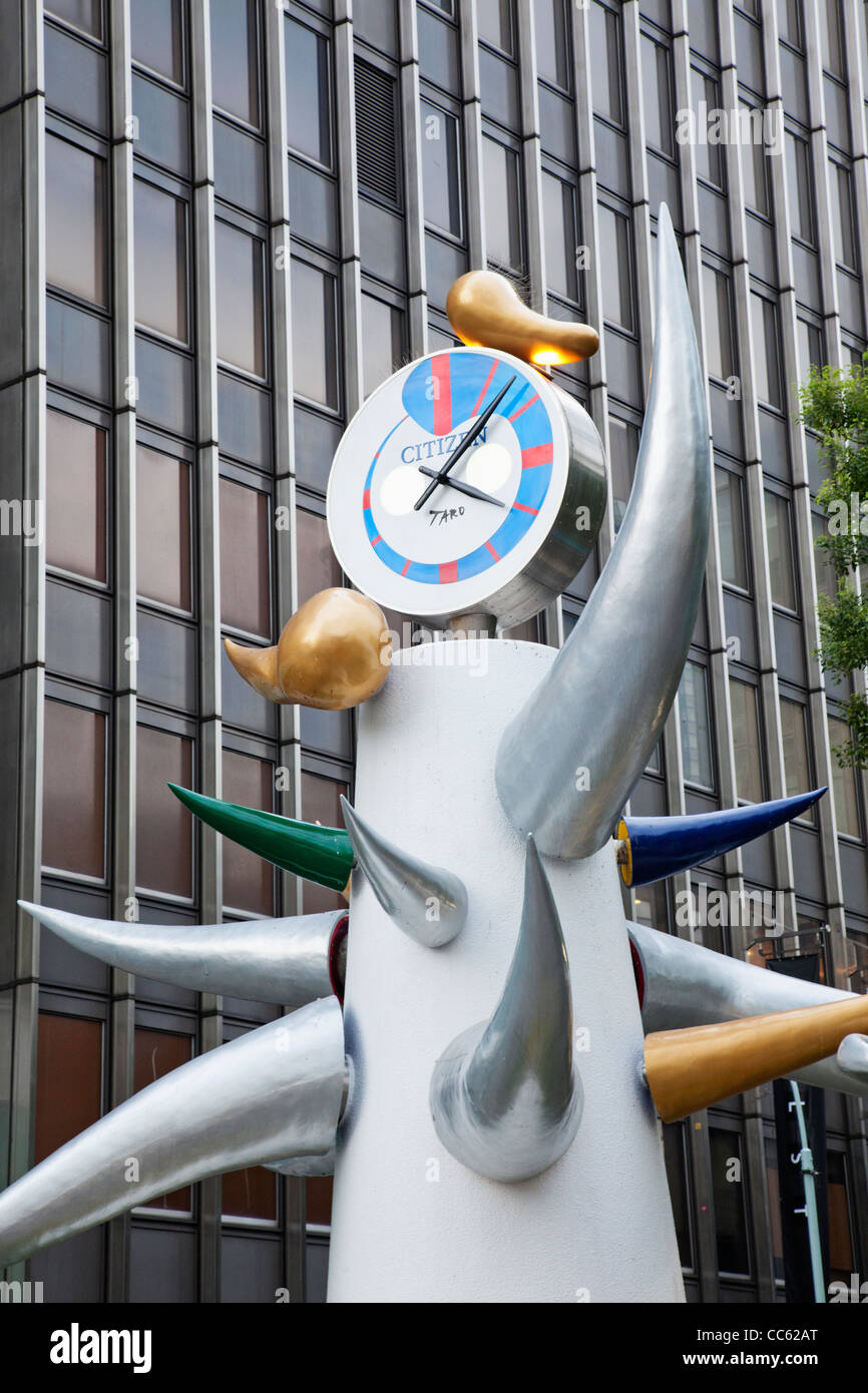 Japan, Tokyo, Ginza, Yurakucho, Sculpture titled "Young Clock Tower" by ...