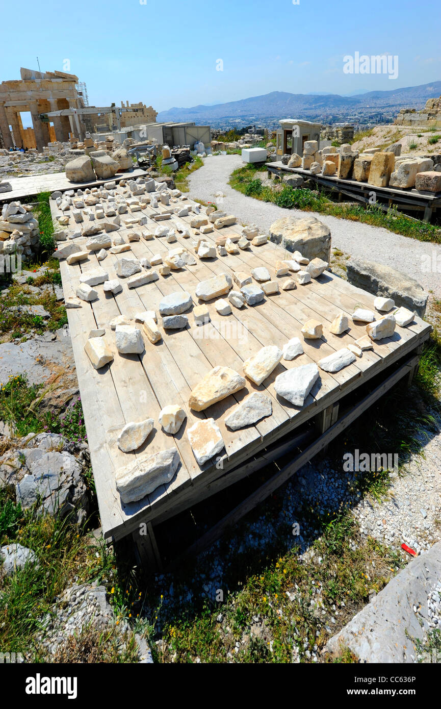 Remnants of Parthenon Acropolis Athens Greece Poseidon Athena Stock ...
