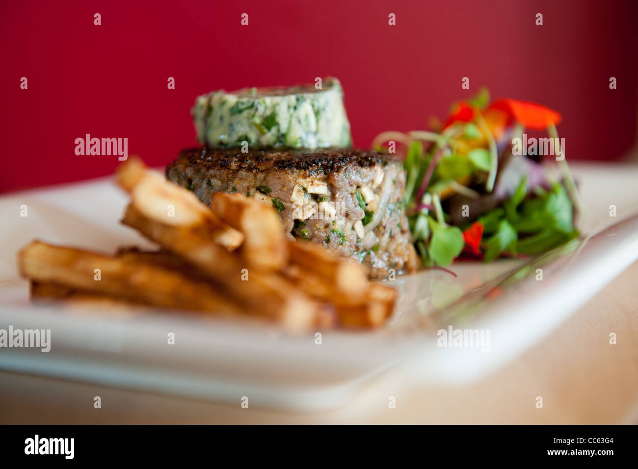 Scottish venison pate with celeriac chips, blue cheese butter and ...