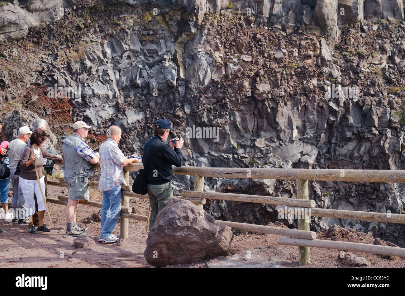 Visitors take pictures of Mount Vesuvius volcano in Naples, Italy Stock ...