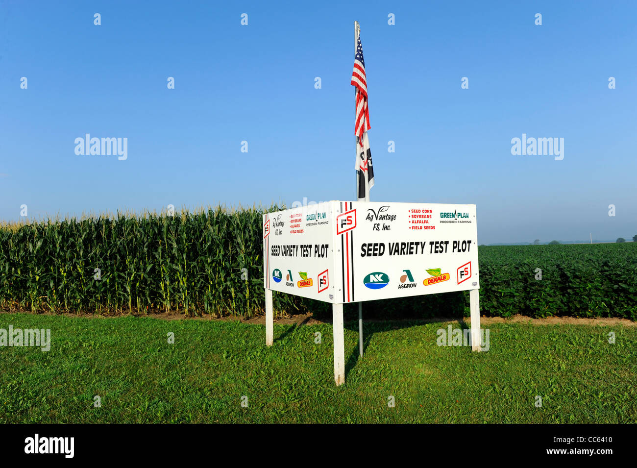 Iowa seed variety test farm field for seed corn soybean alfalfa and ...