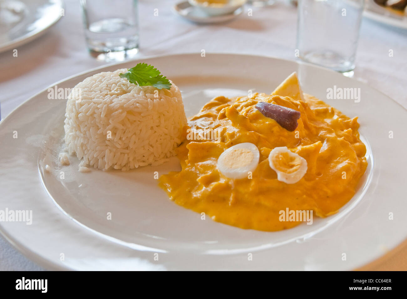 Peru, Lima. Peruvian Creamy Chicken cuisine Stock Photo - Alamy