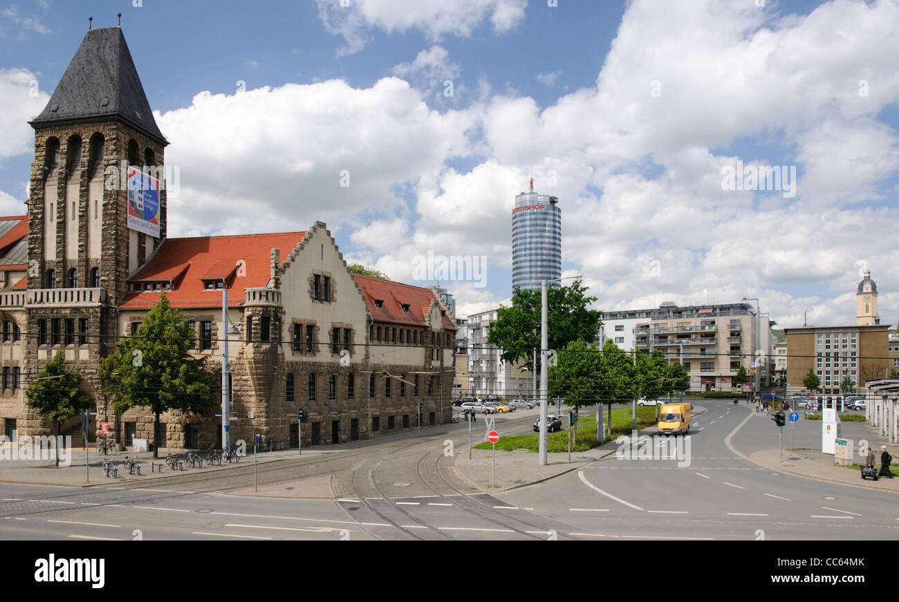 Panoramic view with Volksbad municipal indoor swimming pool and ...