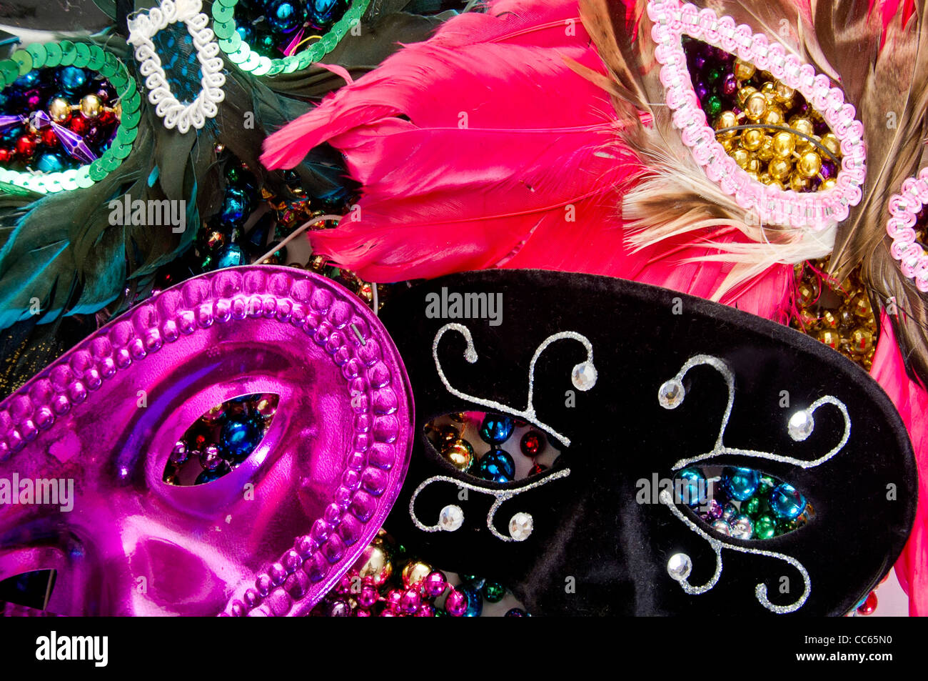 Assorted masks on beads Stock Photo - Alamy