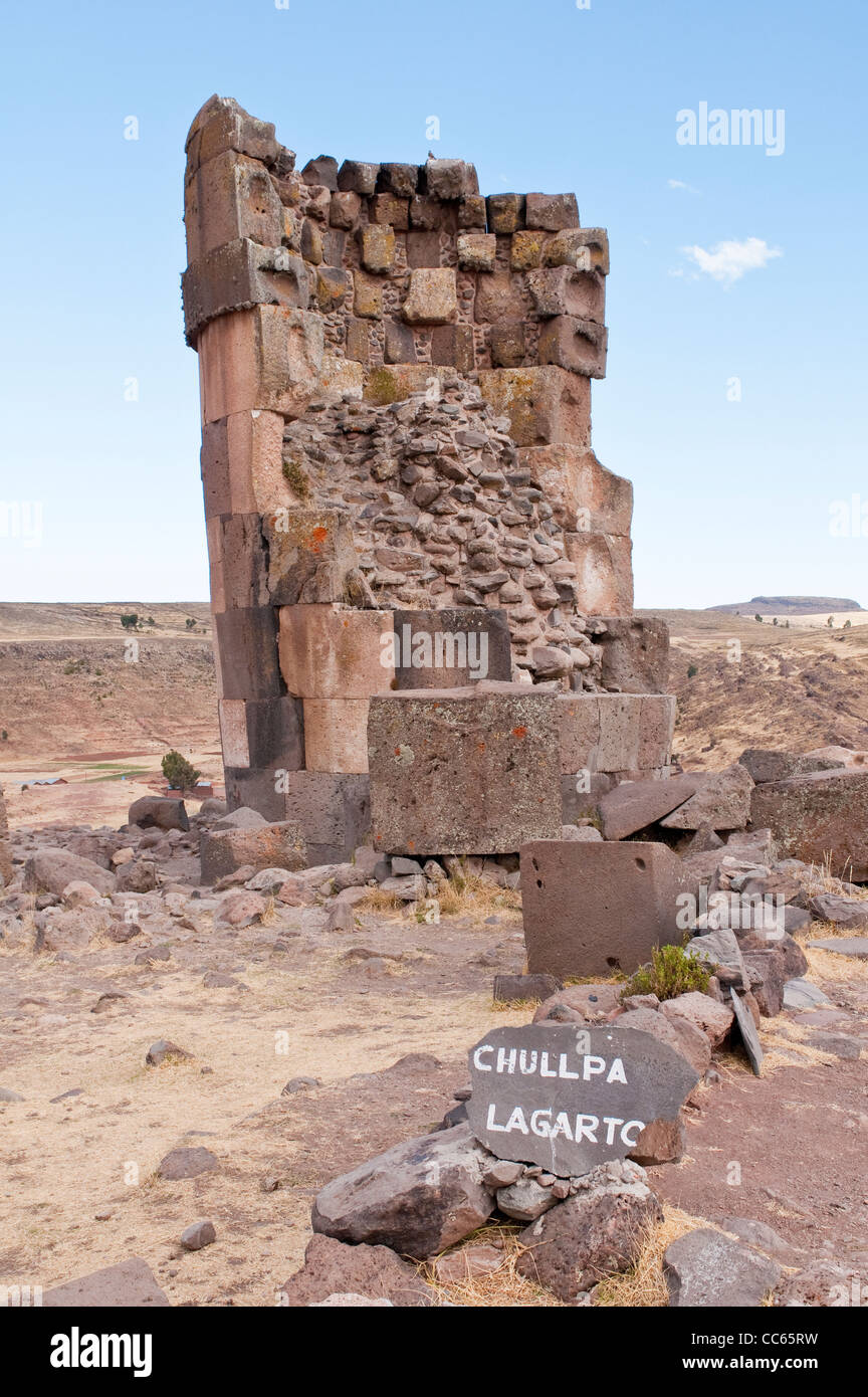 Peru, Puno. Ancient pre-Inca ruins of Chullpas de Sillustani outside ...