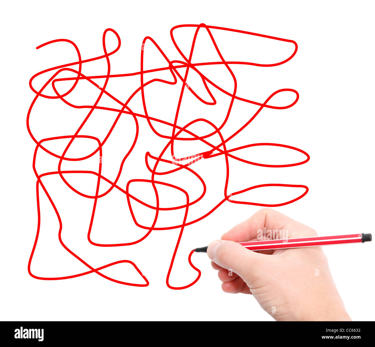 Drawing hand holding red Cut Out Stock Images & Pictures - Alamy