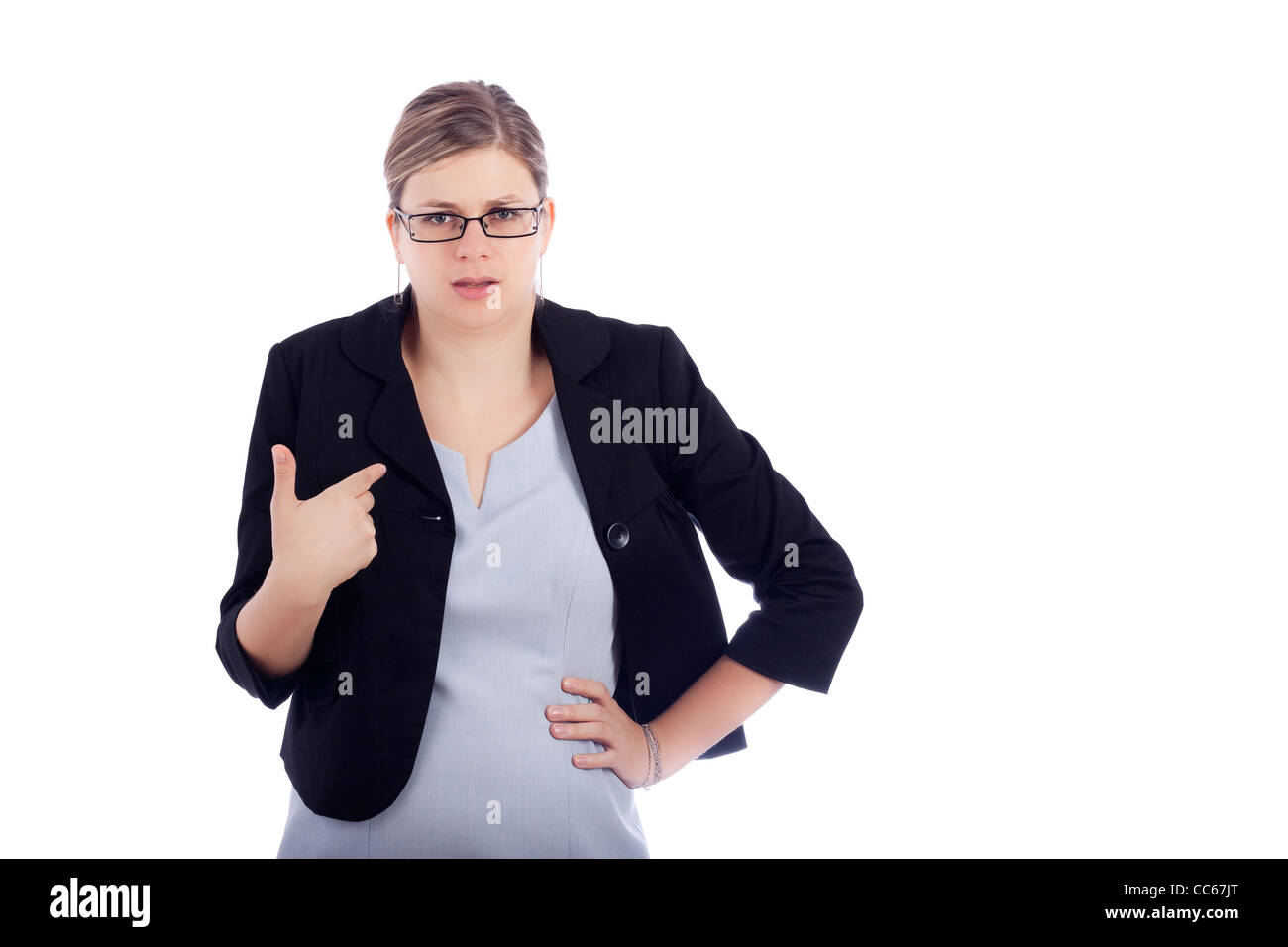 Angry offended young business woman, isolated on white background Stock ...