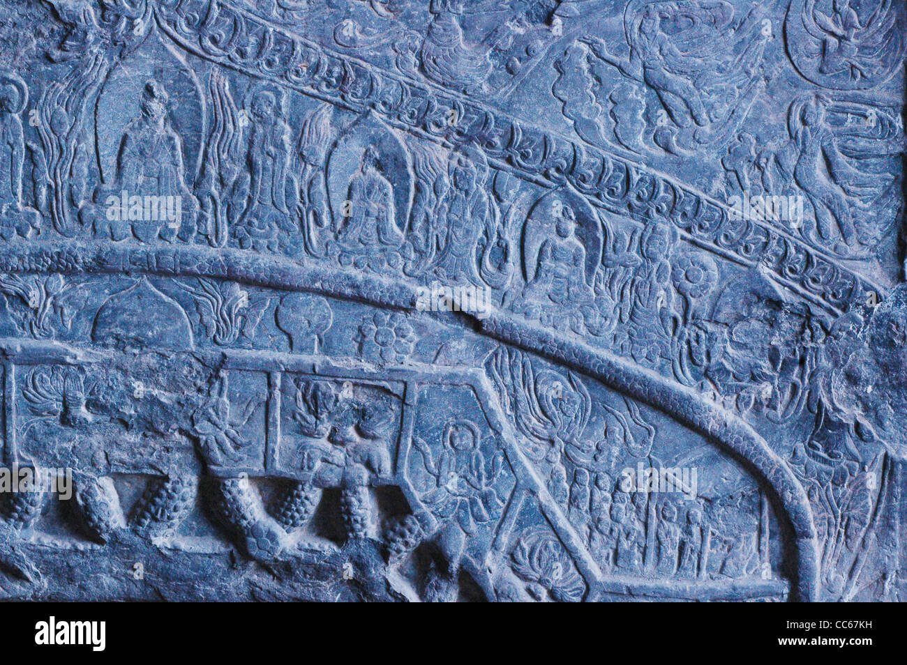 Stone wall carved with Buddha, Longmen Grottoes, Luoyang, Henan , China ...
