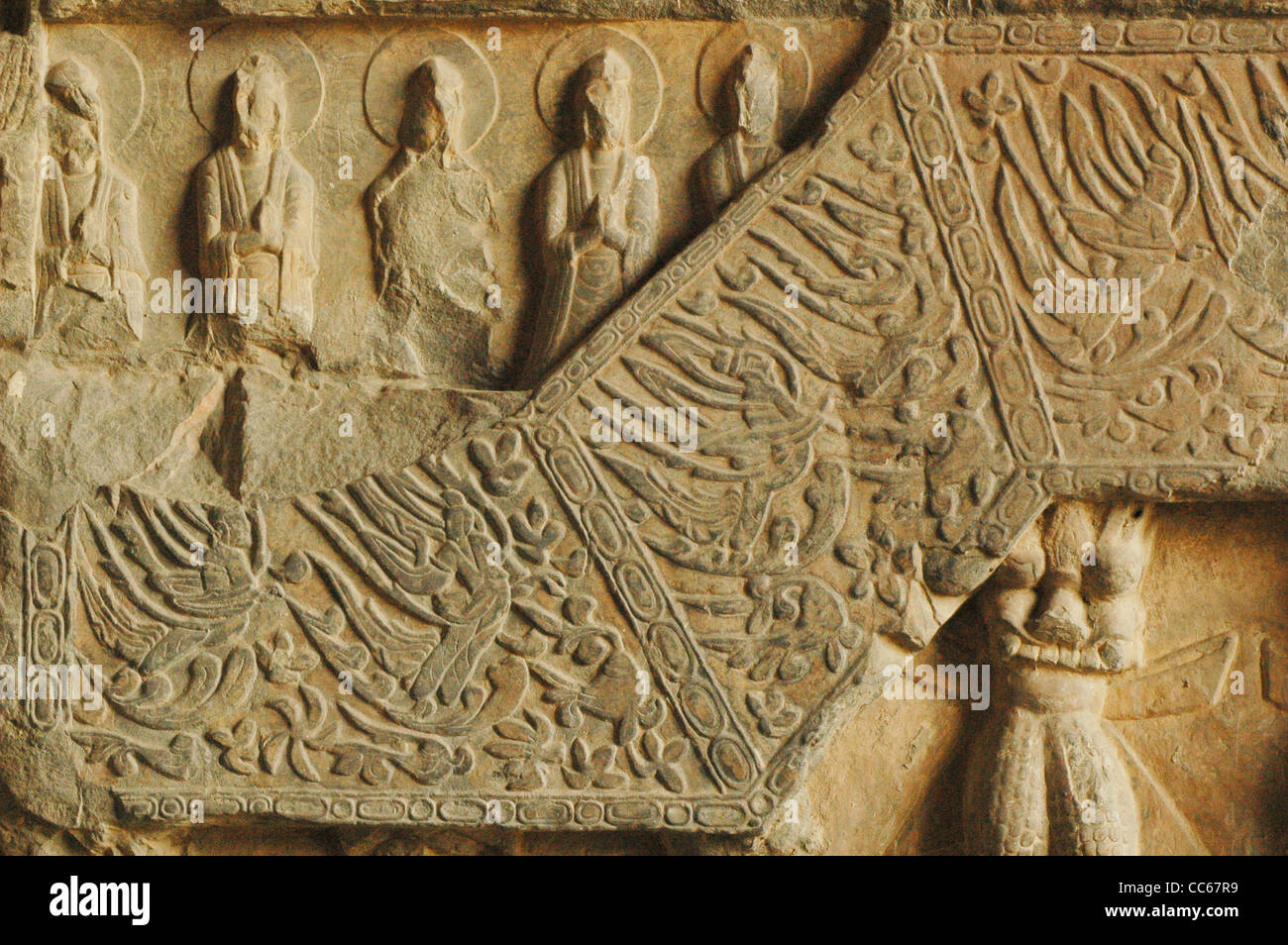 Stone wall carved with Buddha, Longmen Grottoes, Luoyang, Henan , China ...
