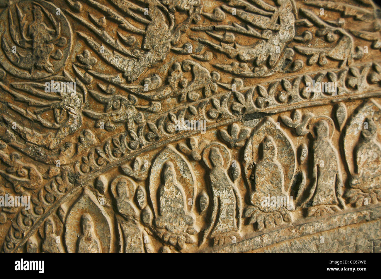 Stone wall carved with Buddha, Longmen Grottoes, Luoyang, Henan , China ...