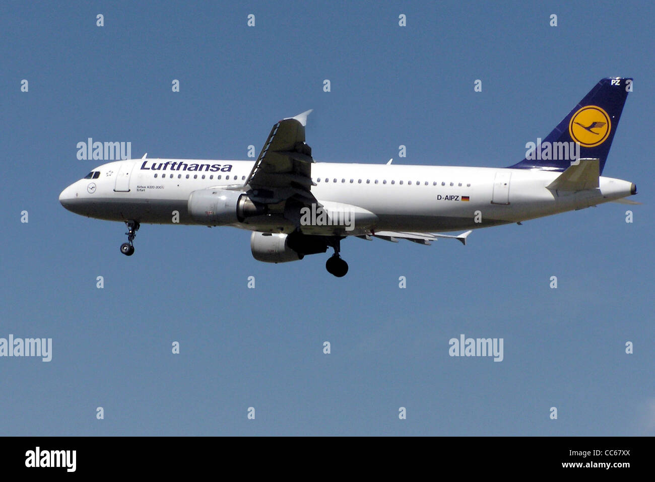 The Lufthansa Airbus A320-200 (D-AIPZ, named 'Erfurt') is seen landing ...