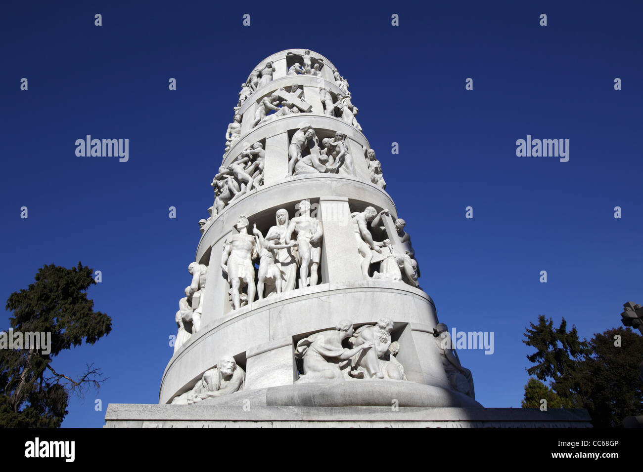 Monumental column at Monumental Cemetery, Milan, Italy Stock Photo - Alamy