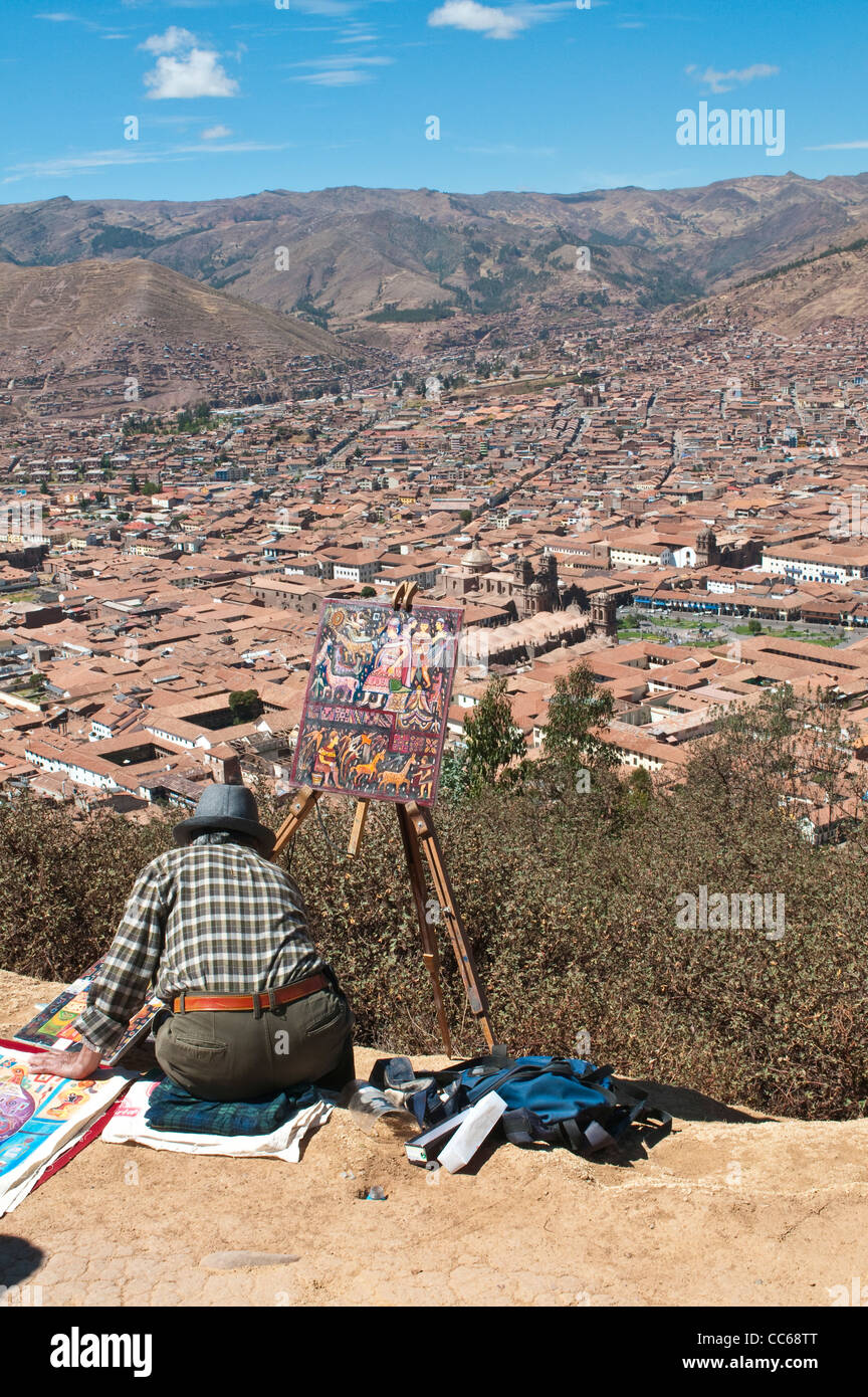 Male artist painting the city, Cusco, Peru Stock Photo - Alamy