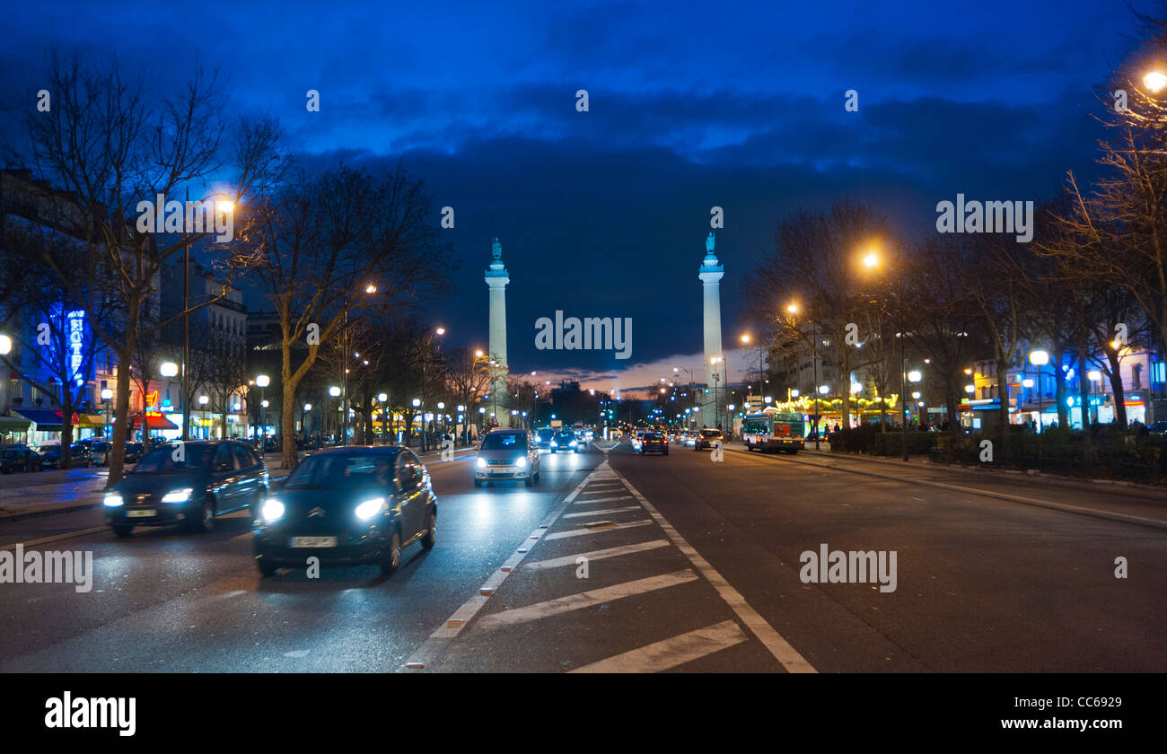 Paris, France, Street Scene, Cars Driving at Night (near Place de la ...