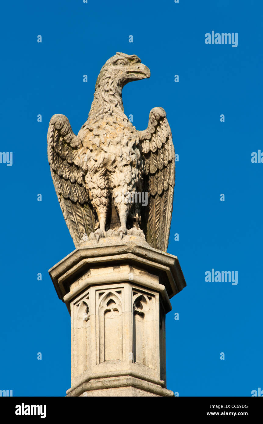A stone eagle on St John's College, Cambridge University, England Stock ...