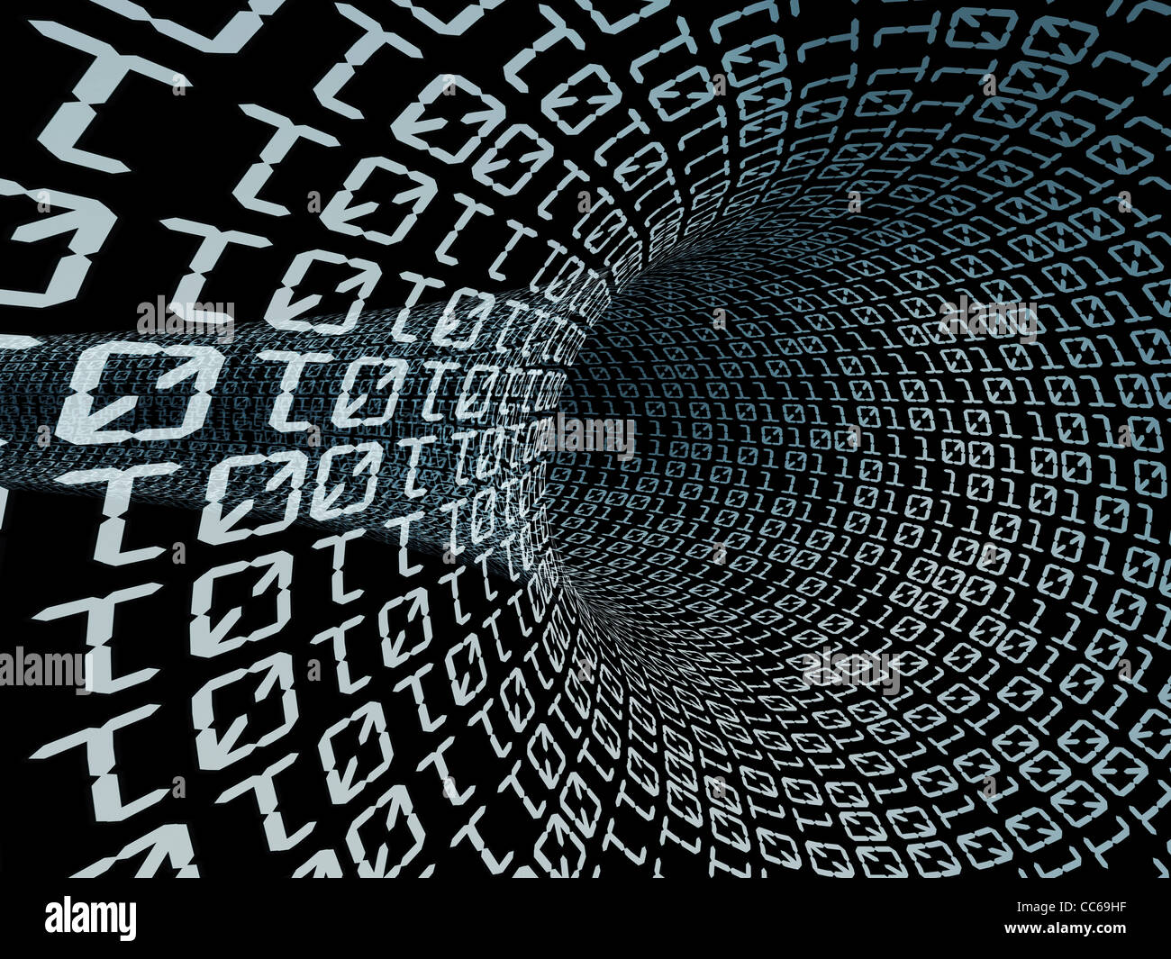 Numbers zero and one Inside the cable of information. Concept of ...
