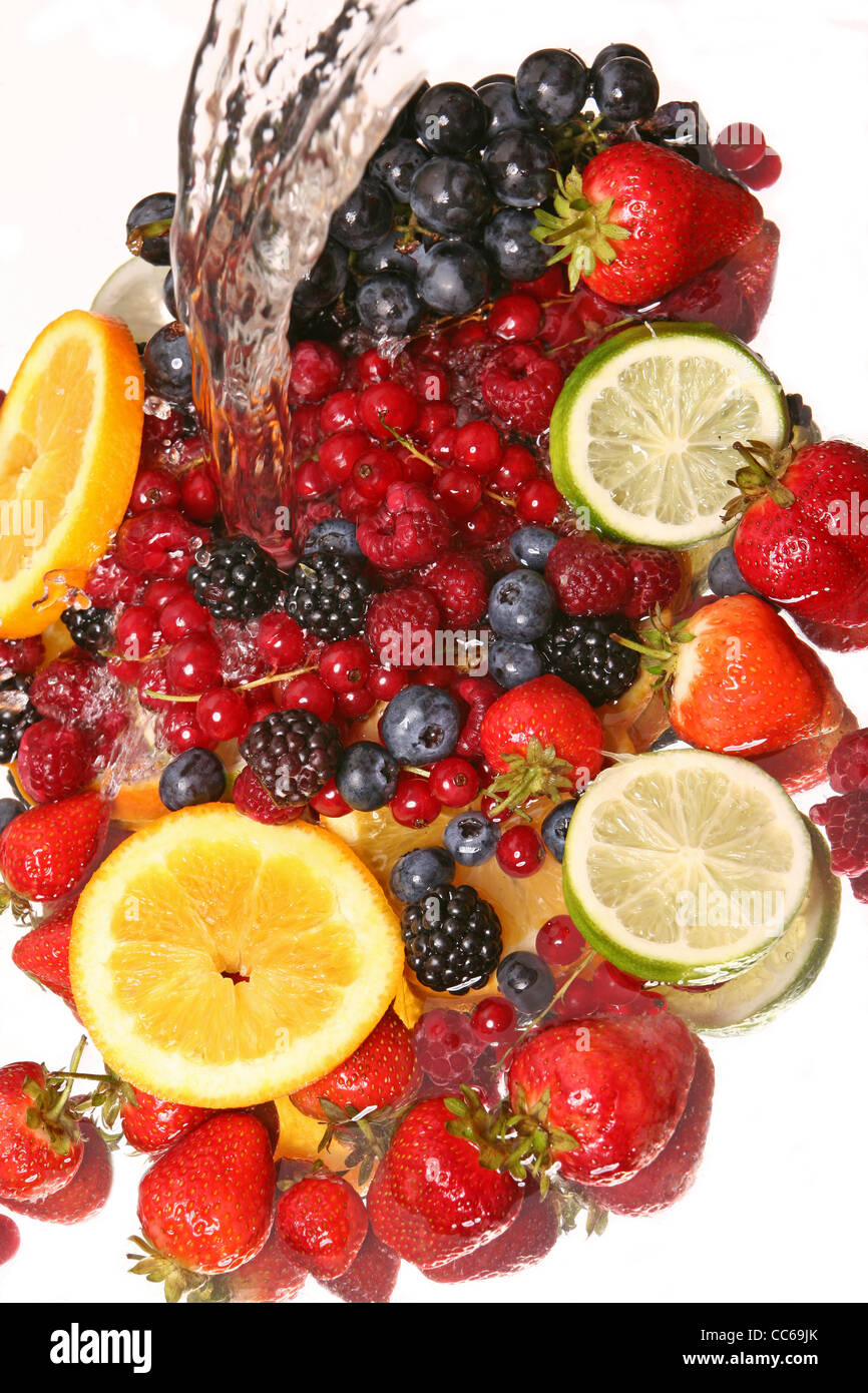 water splash and fruits Stock Photo - Alamy