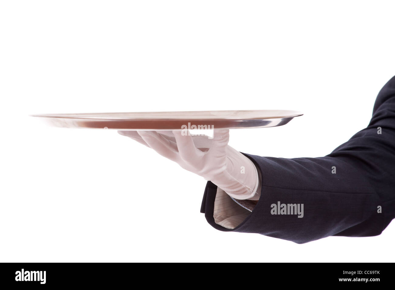 formal waiter with a tray (isolated on white Stock Photo - Alamy
