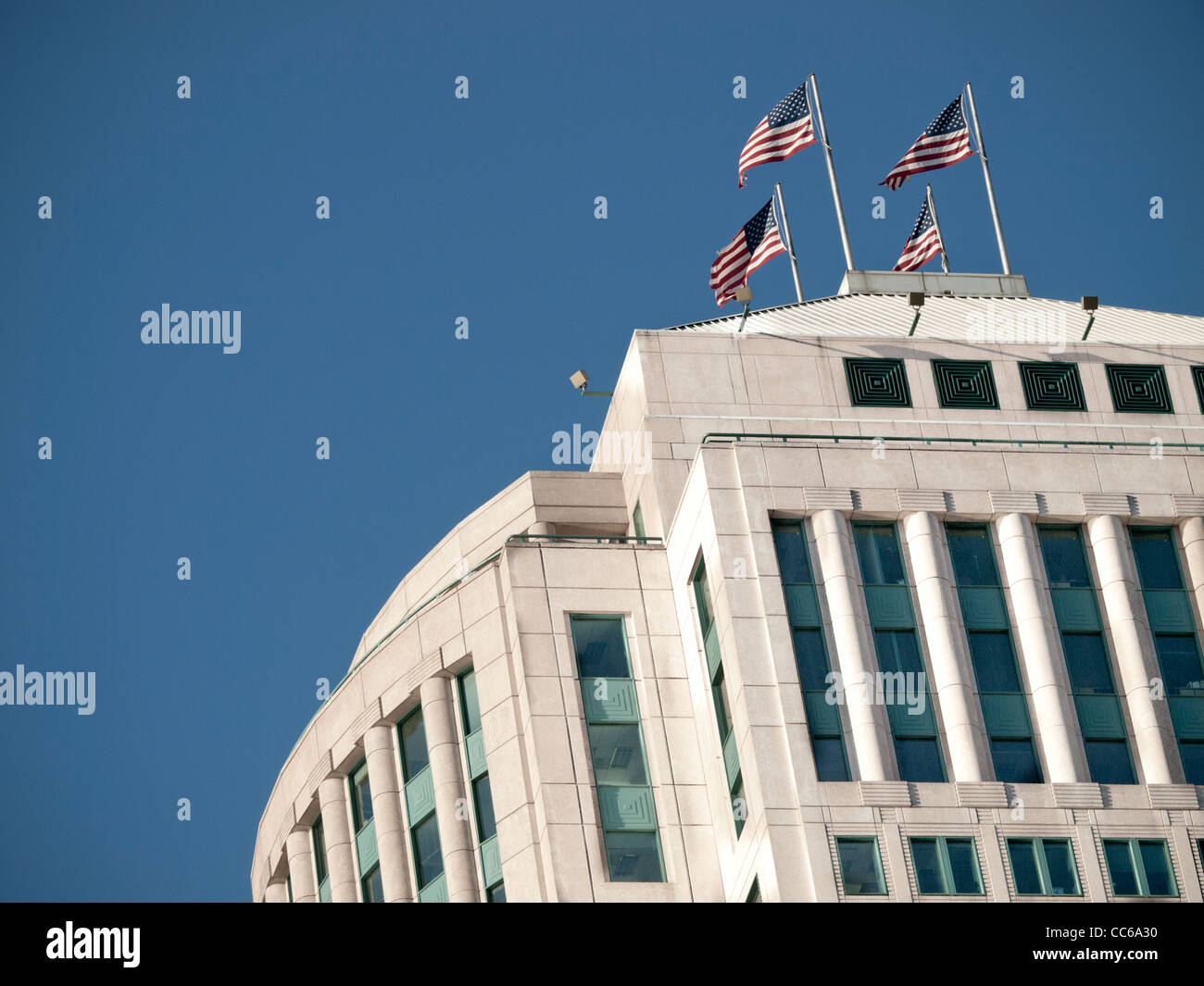 Flags on office building hi-res stock photography and images - Alamy