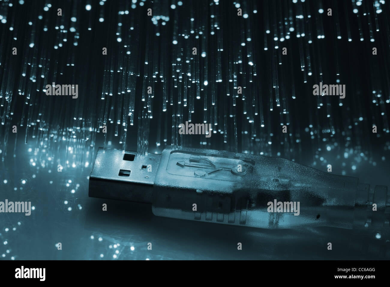 Fiber optics background with lots of blue light spots Stock Photo - Alamy