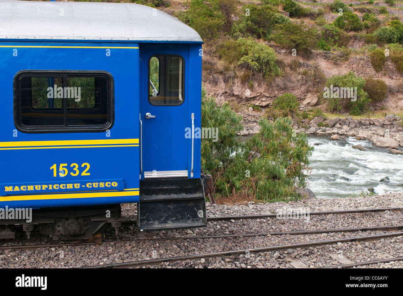 Perurail train passenger car from Ollantaytambo to Machu Picchu ...