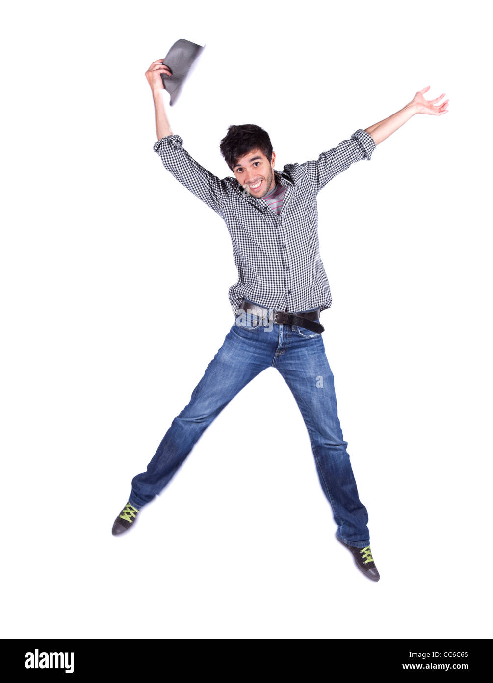 Handsome caucasian man jumping Cut Out Stock Images & Pictures - Alamy