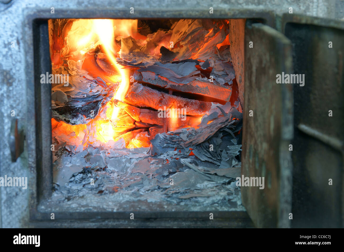 Old fireplace, stove, fire Stock Photo - Alamy