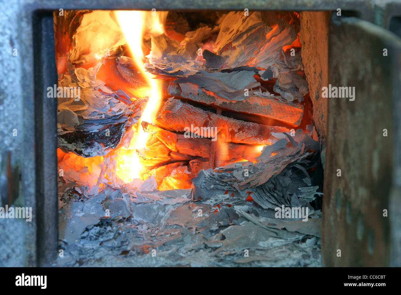Old fireplace, stove, fire Stock Photo - Alamy