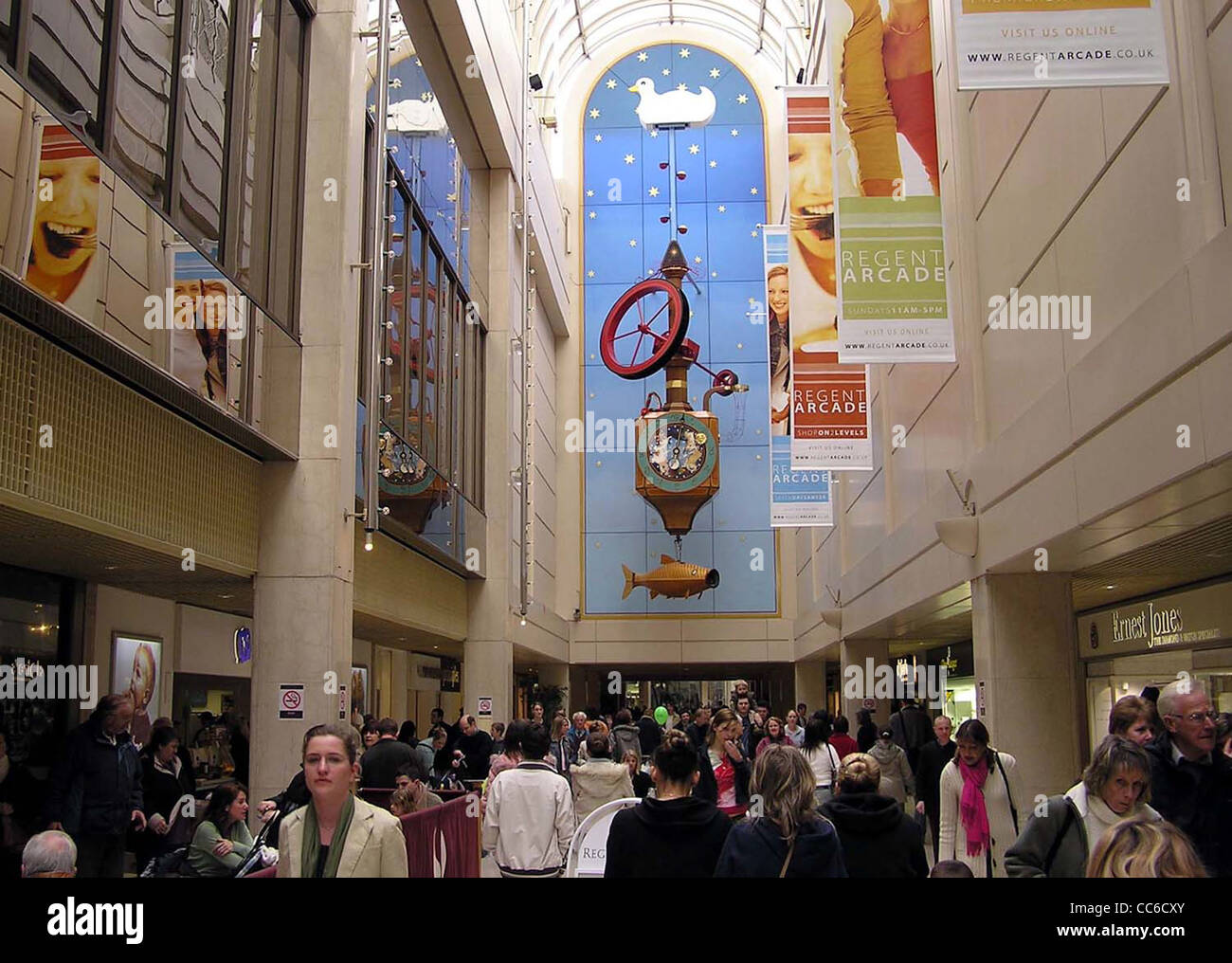 The wishing fish clock in the regent shopping arcade hi-res stock ...
