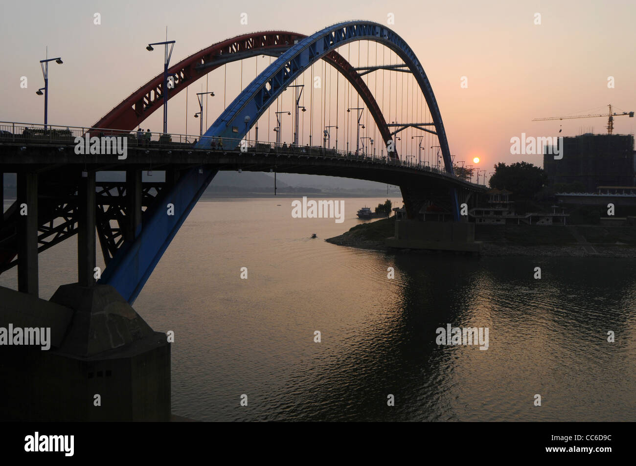 Rainbow Bridge over the Yuanyang River, Wuzhou, Guangxi , China Stock ...