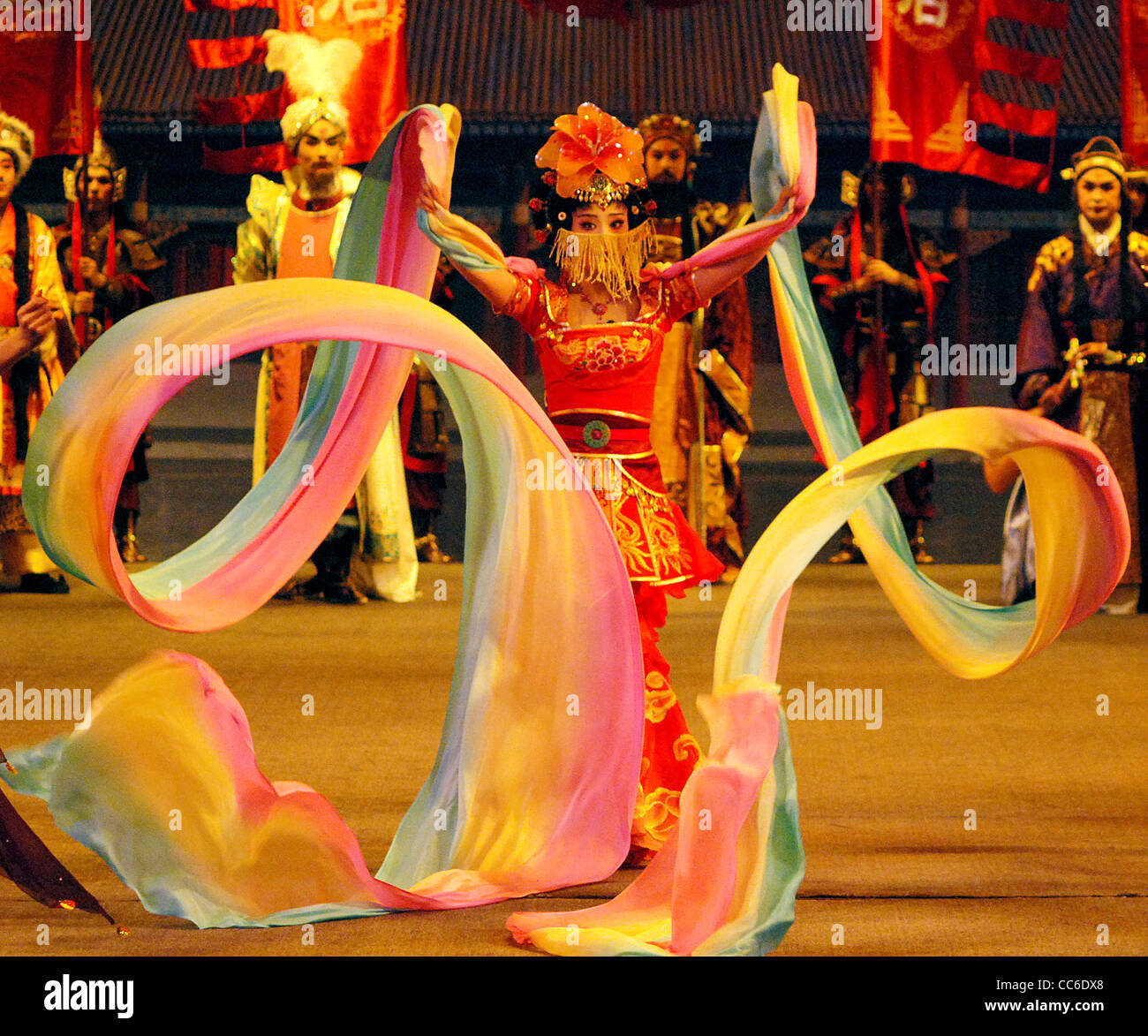 Traditional long sleeves dance, Beijing, China Stock Photo - Alamy