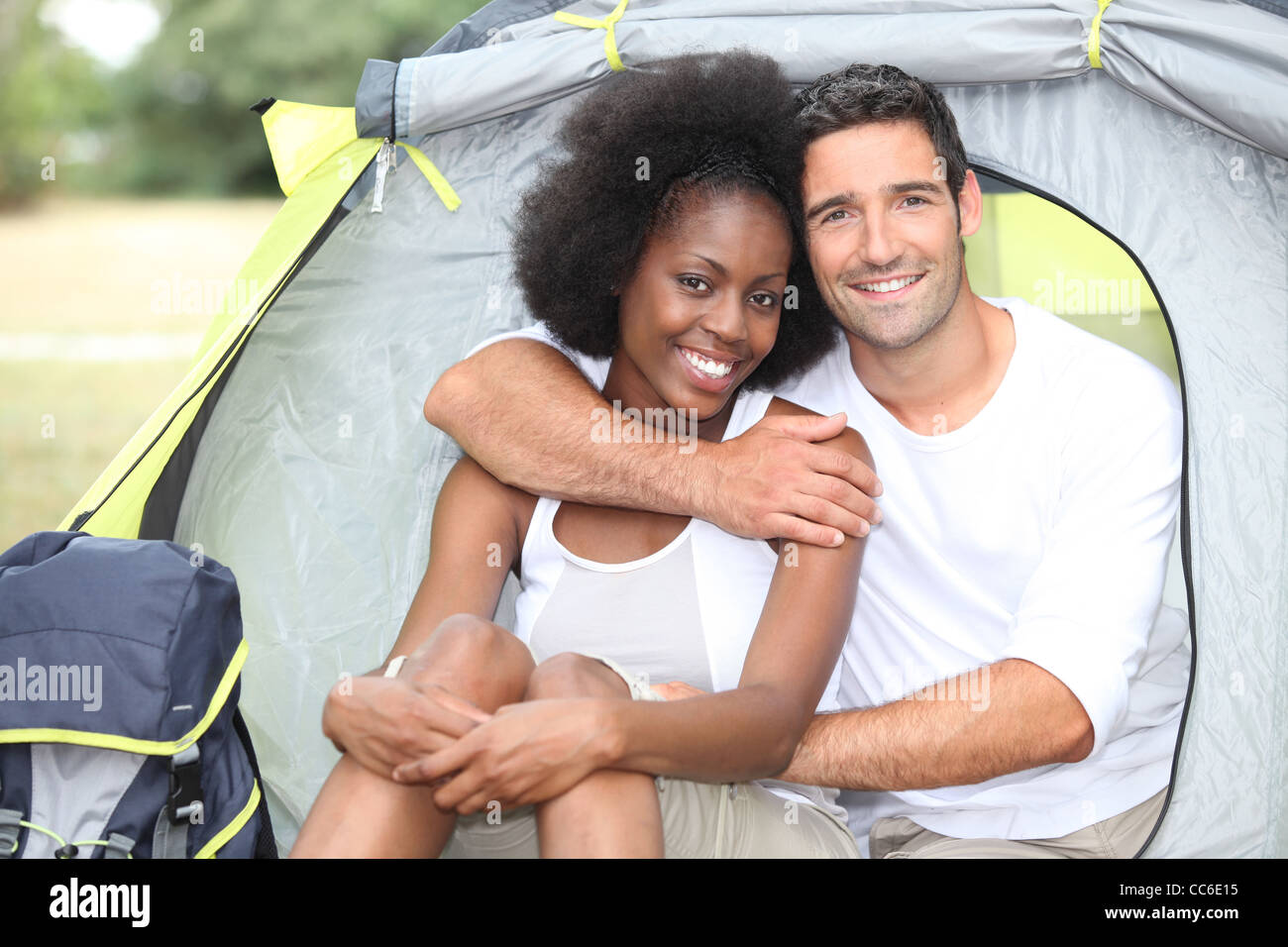 Couple in a tent Stock Photo - Alamy