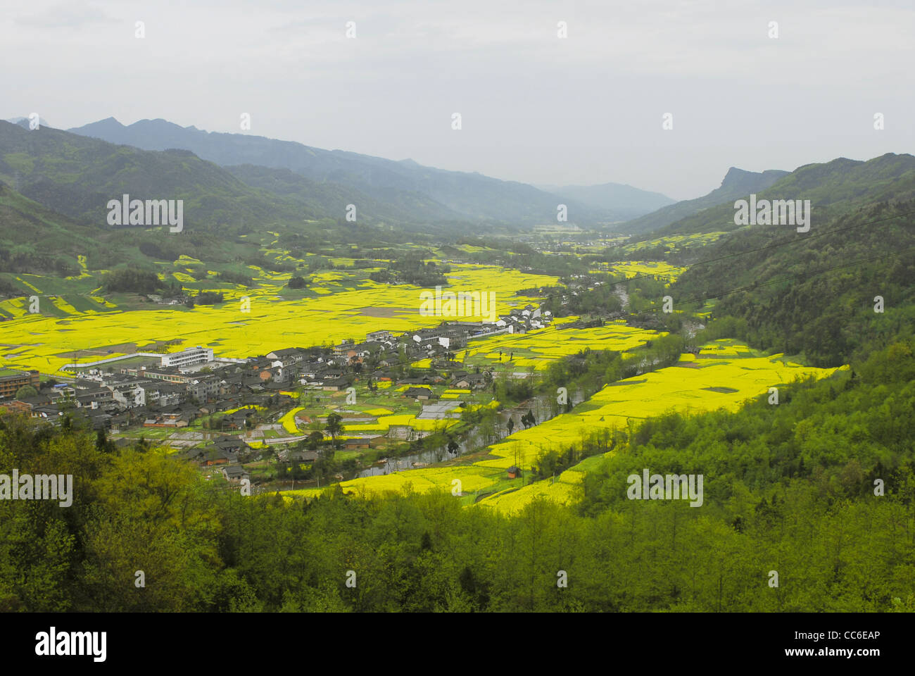 aerial view of Pingle Ancient Town, Chengdu, Sichuan , China Stock ...