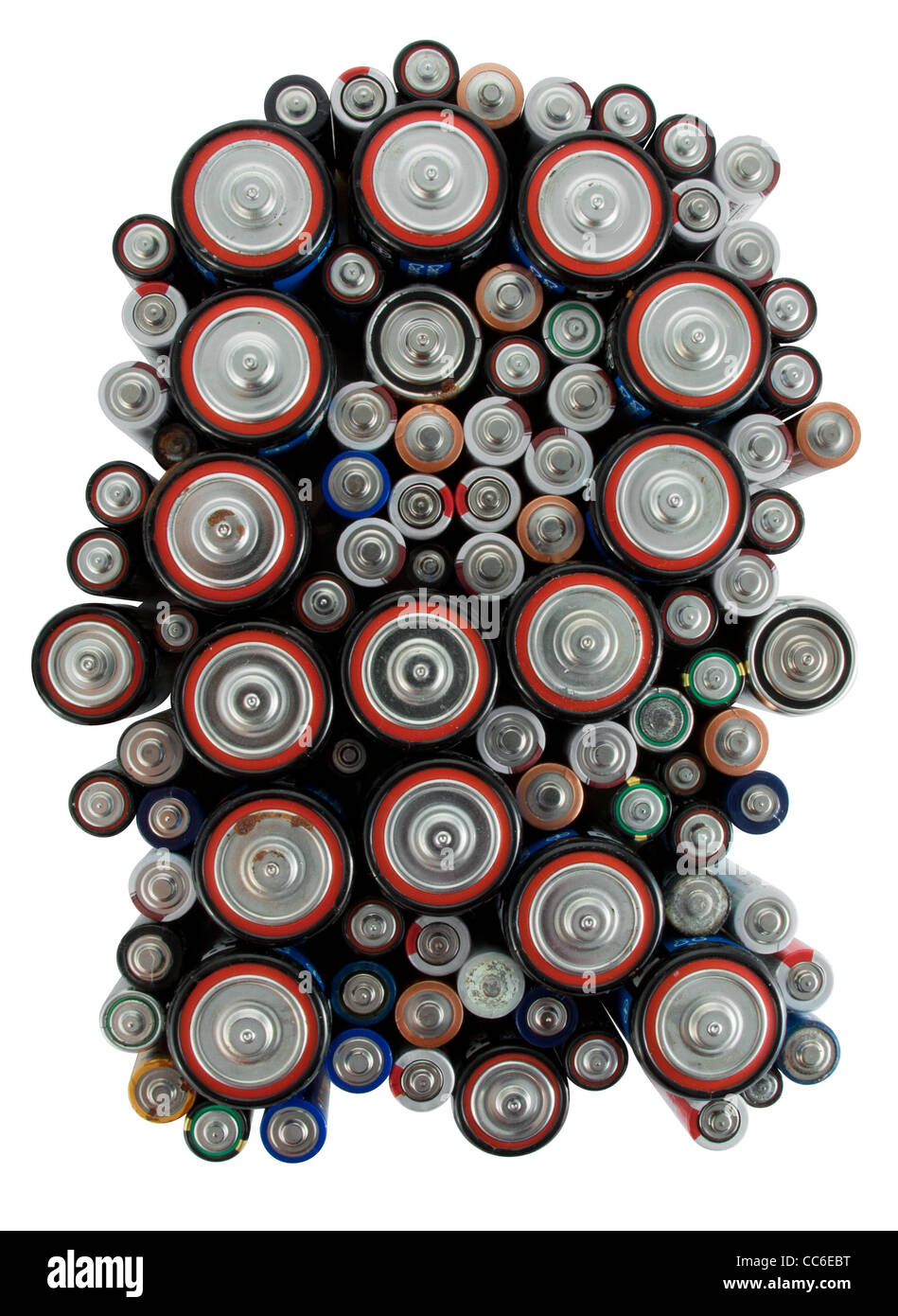 Letter R made from used different type and size batteries Stock Photo ...
