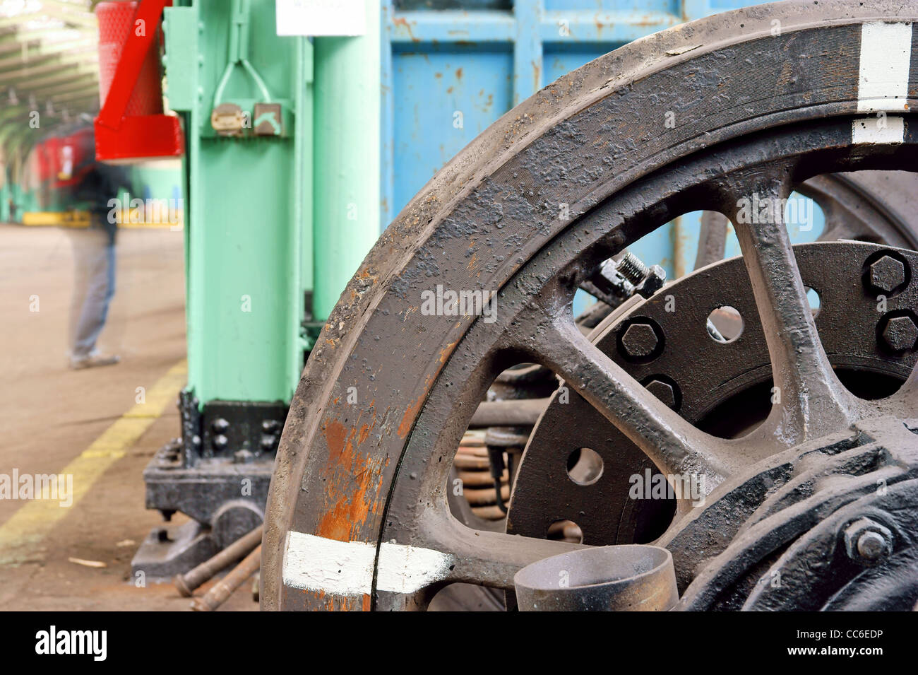 Vintage style steam engine wheel Stock Photo - Alamy
