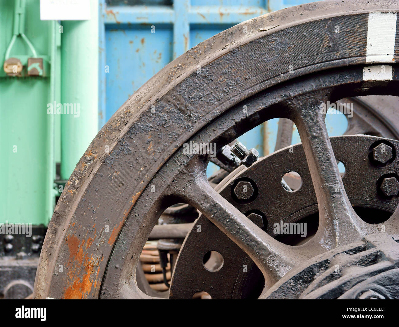 Vintage style steam engine wheel Stock Photo - Alamy