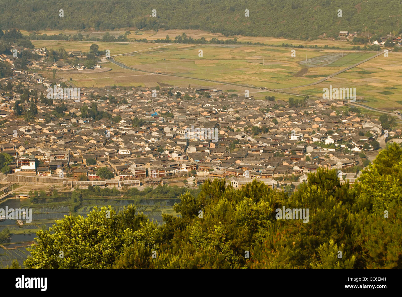 aerial view of the Heshun Ancient Town, Tengchong, Baoshan, Yunnan ...