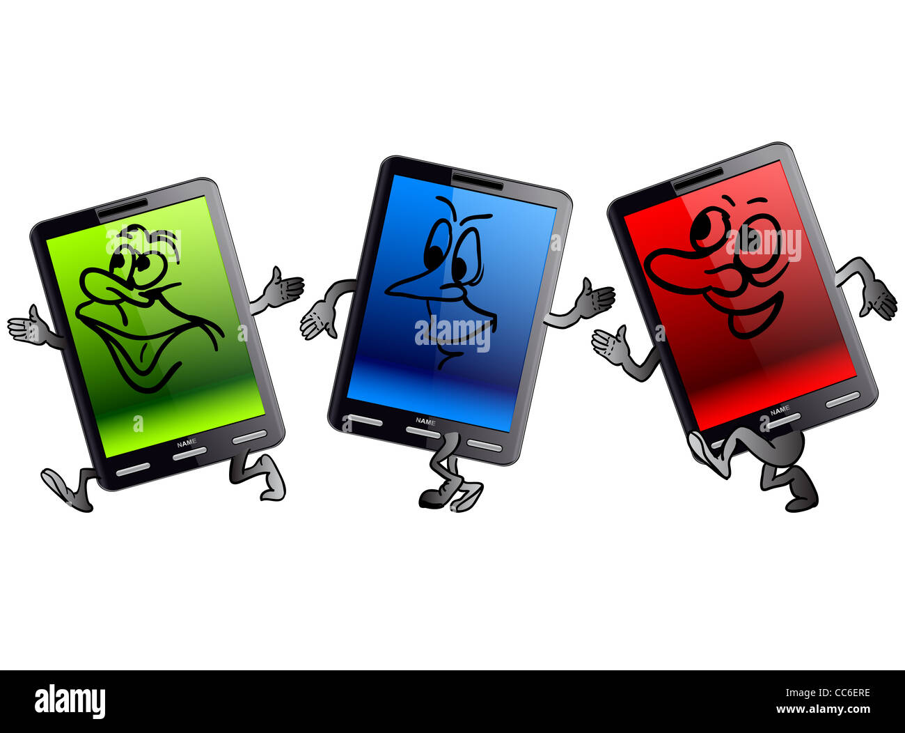 Vertical Tablet computer in the form of little people Stock Photo - Alamy