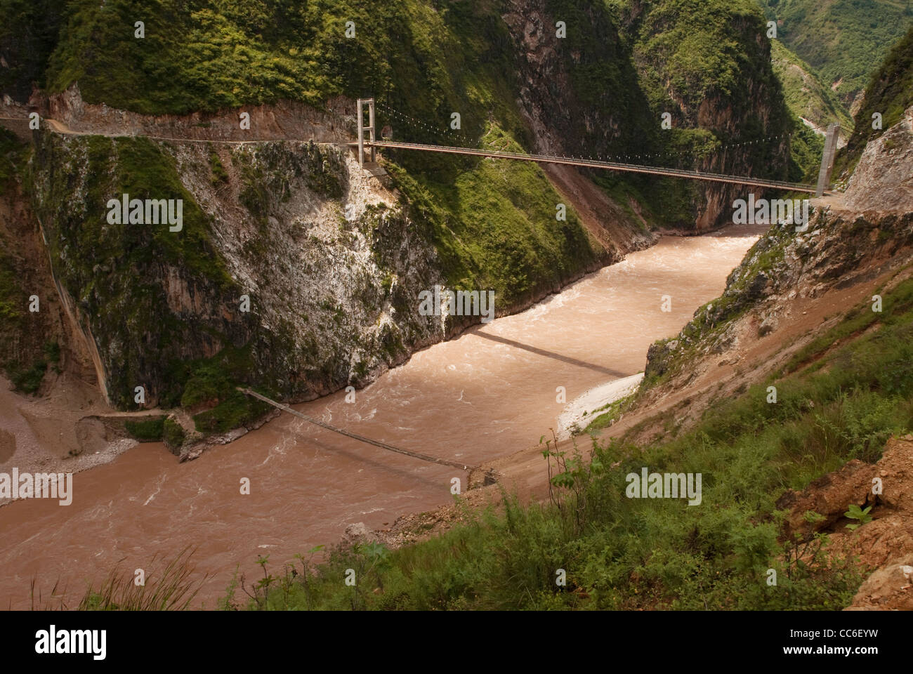 Jihong Highway Bridge and Ji Hong Bridge over the Lancangjiang River ...