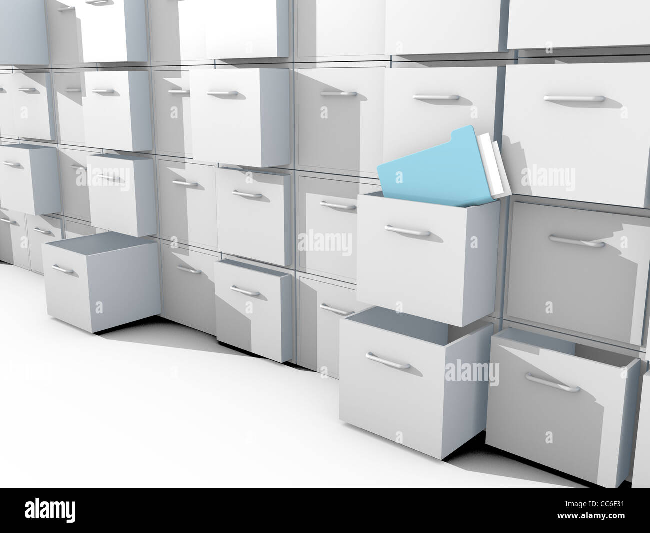file cabinet 3d on white floor Stock Photo - Alamy
