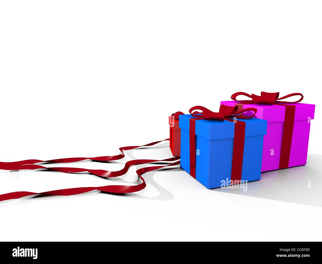 three gift boxes over white background Stock Photo - Alamy