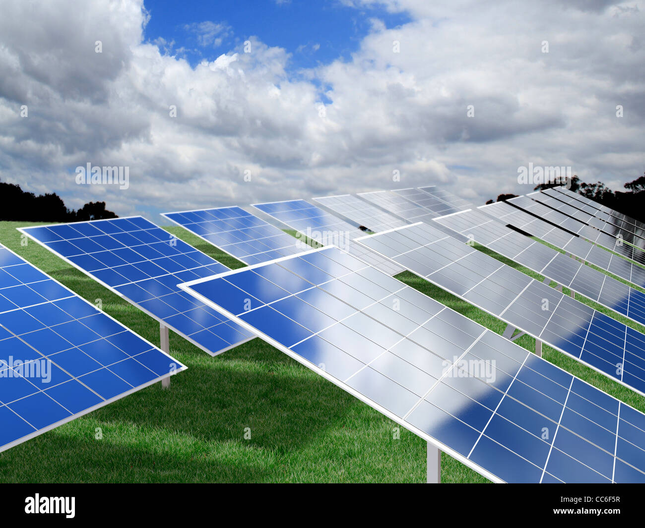 Photovoltaics Panels over green grass Stock Photo - Alamy
