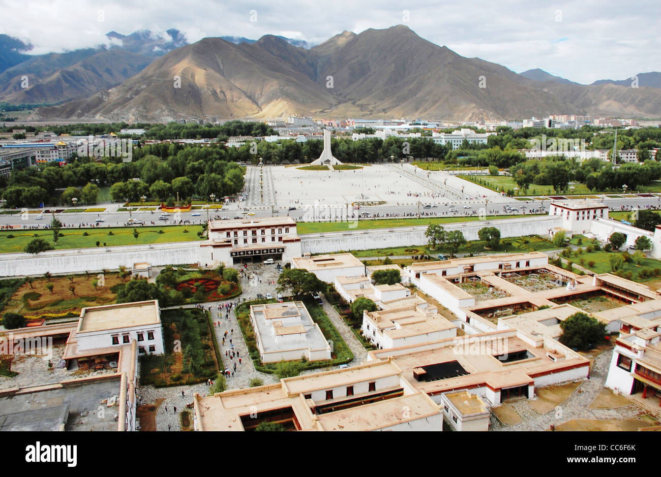 High angle view of the Monument to the Peaceful Liberation of Tibet ...