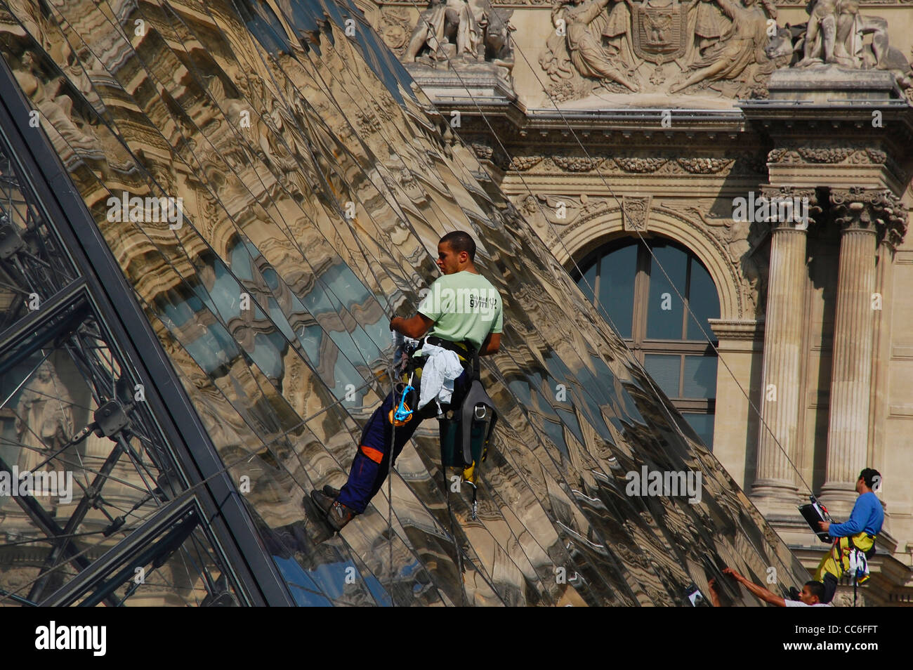 Paris france cleaning pyramid louvre hi-res stock photography and ...