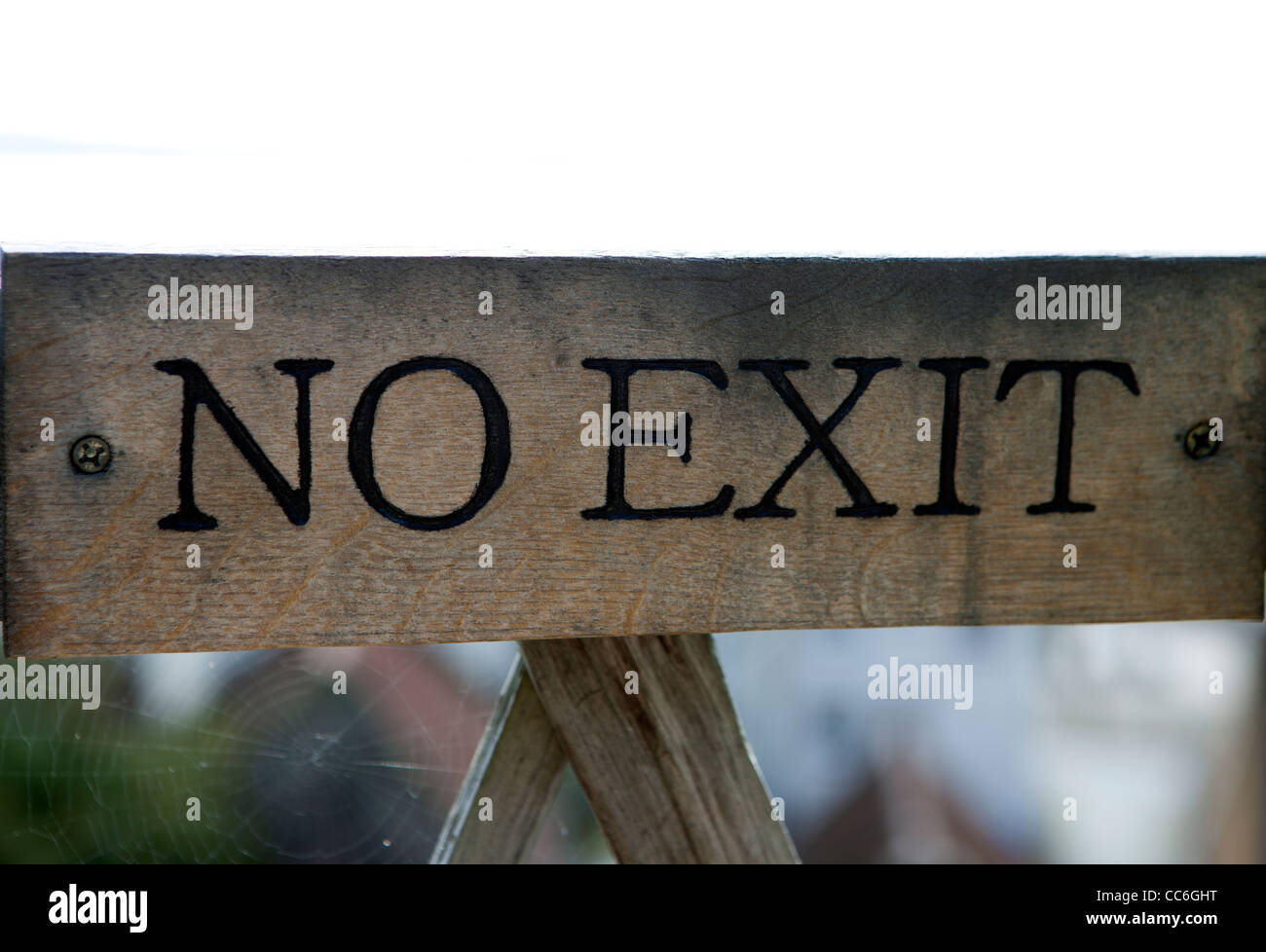 No Exit wooden sign Stock Photo - Alamy