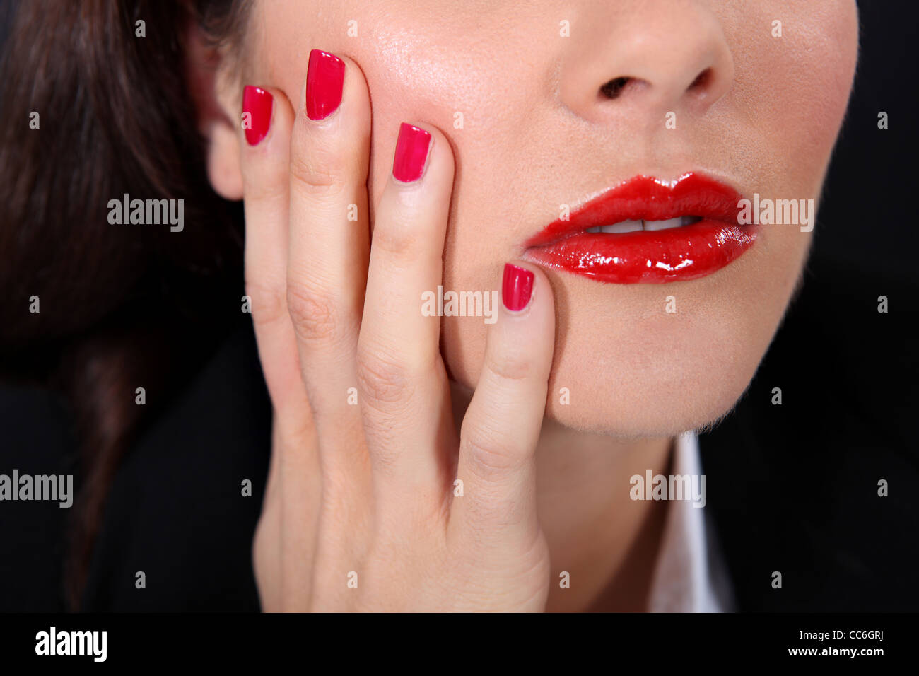 Close-up of upset brunette Stock Photo - Alamy