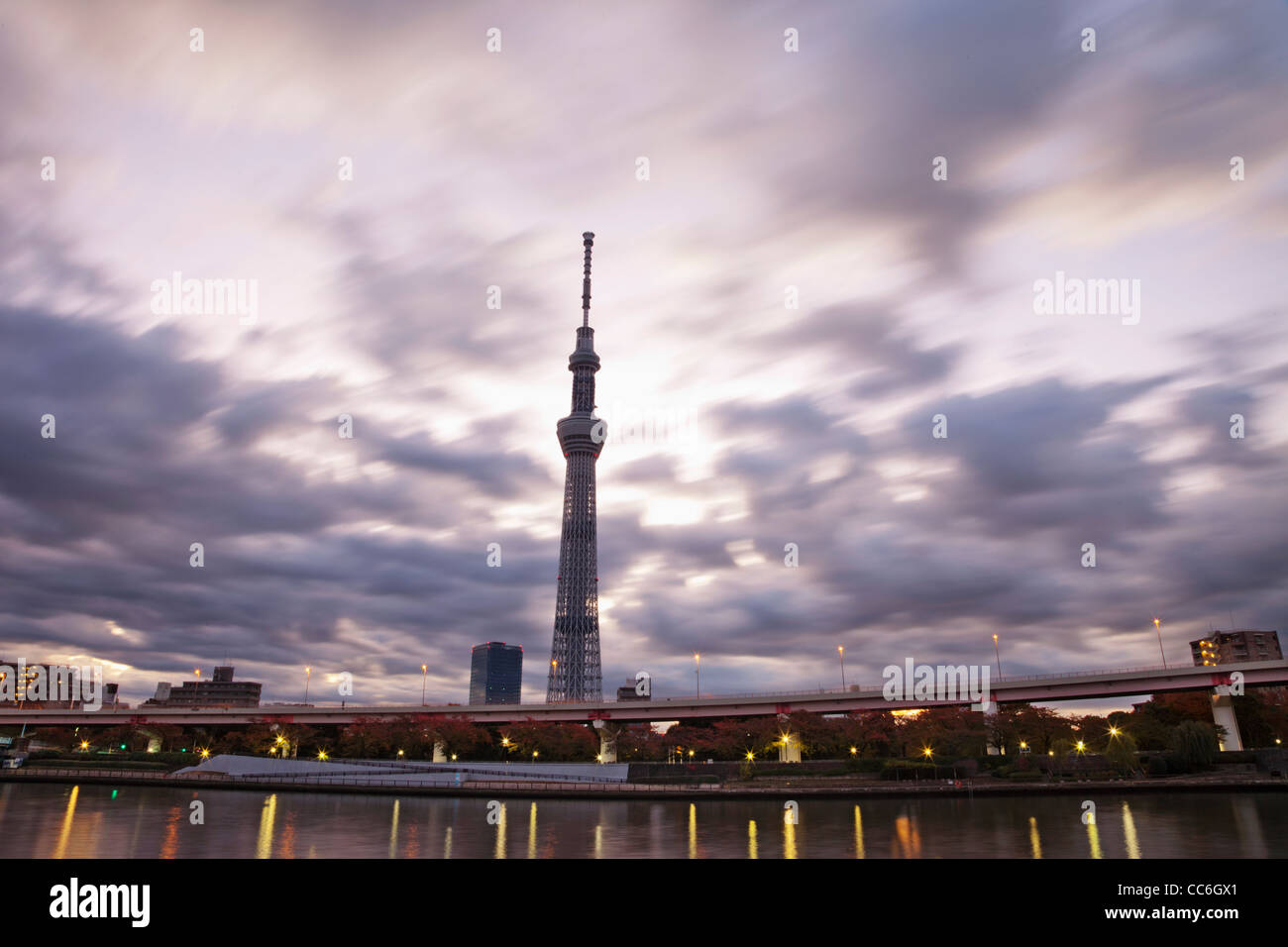 Japan, Tokyo, Asakusa, Sky Tree Tower and Sumida River, Architect ...