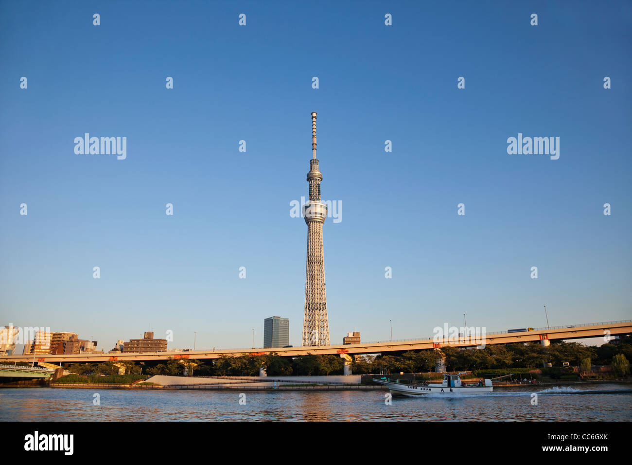 Japan, Tokyo, Asakusa, Sky Tree Tower and Sumida River, Architect ...