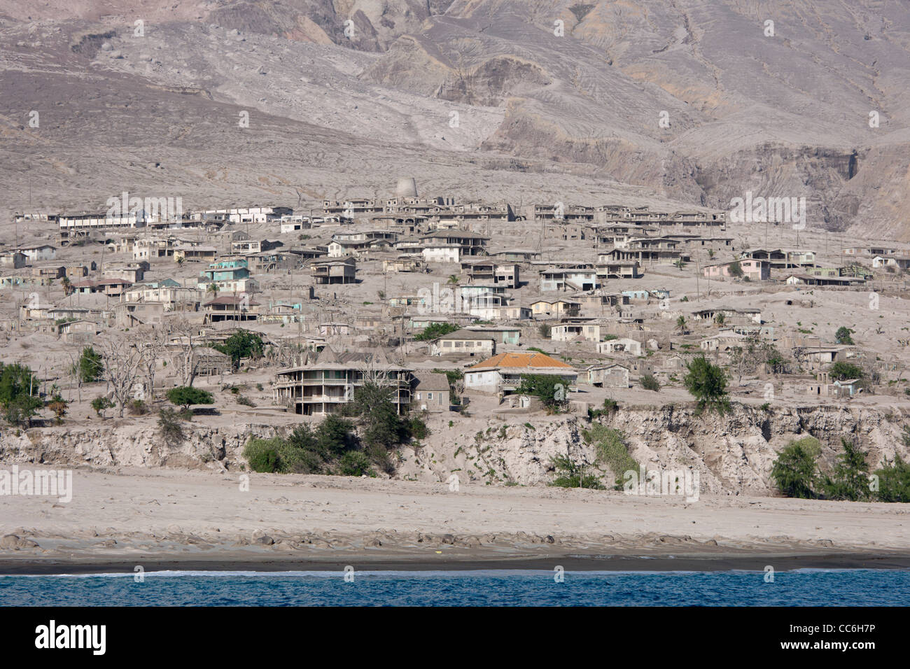 Ruined former capital city of Plymouth, buried in the pyroclastic flow ...