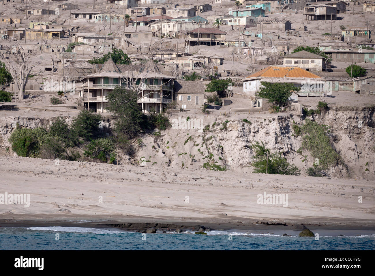 Ruined former capital city of Plymouth, buried in the pyroclastic flow ...